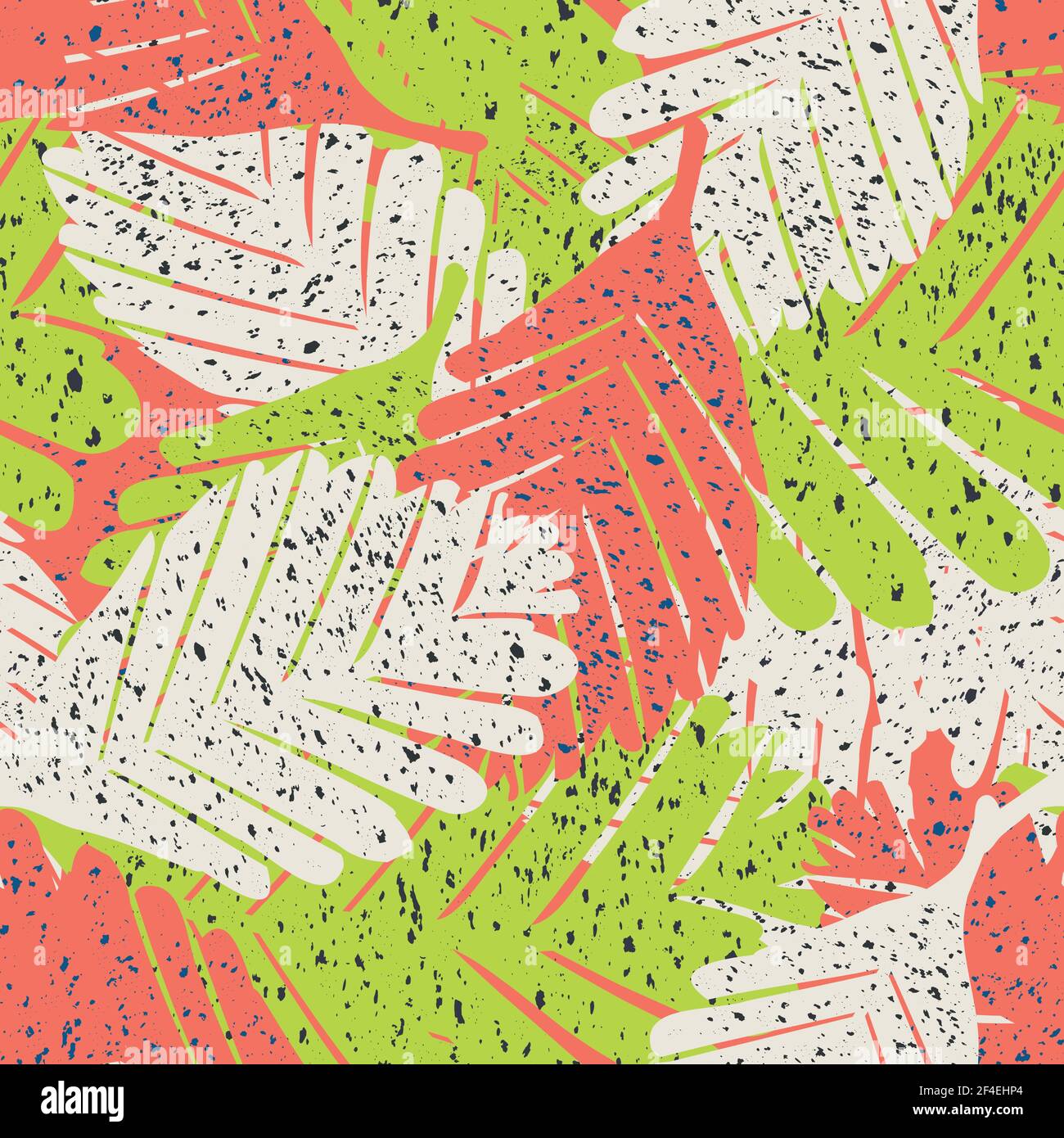 Abstract paint spatter tropical leaves seamless vector pattern ...