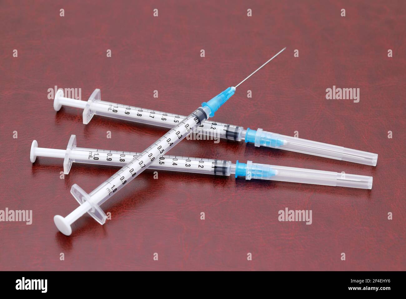 medicine diagnosis and prescription, syringe on table Stock Photo - Alamy
