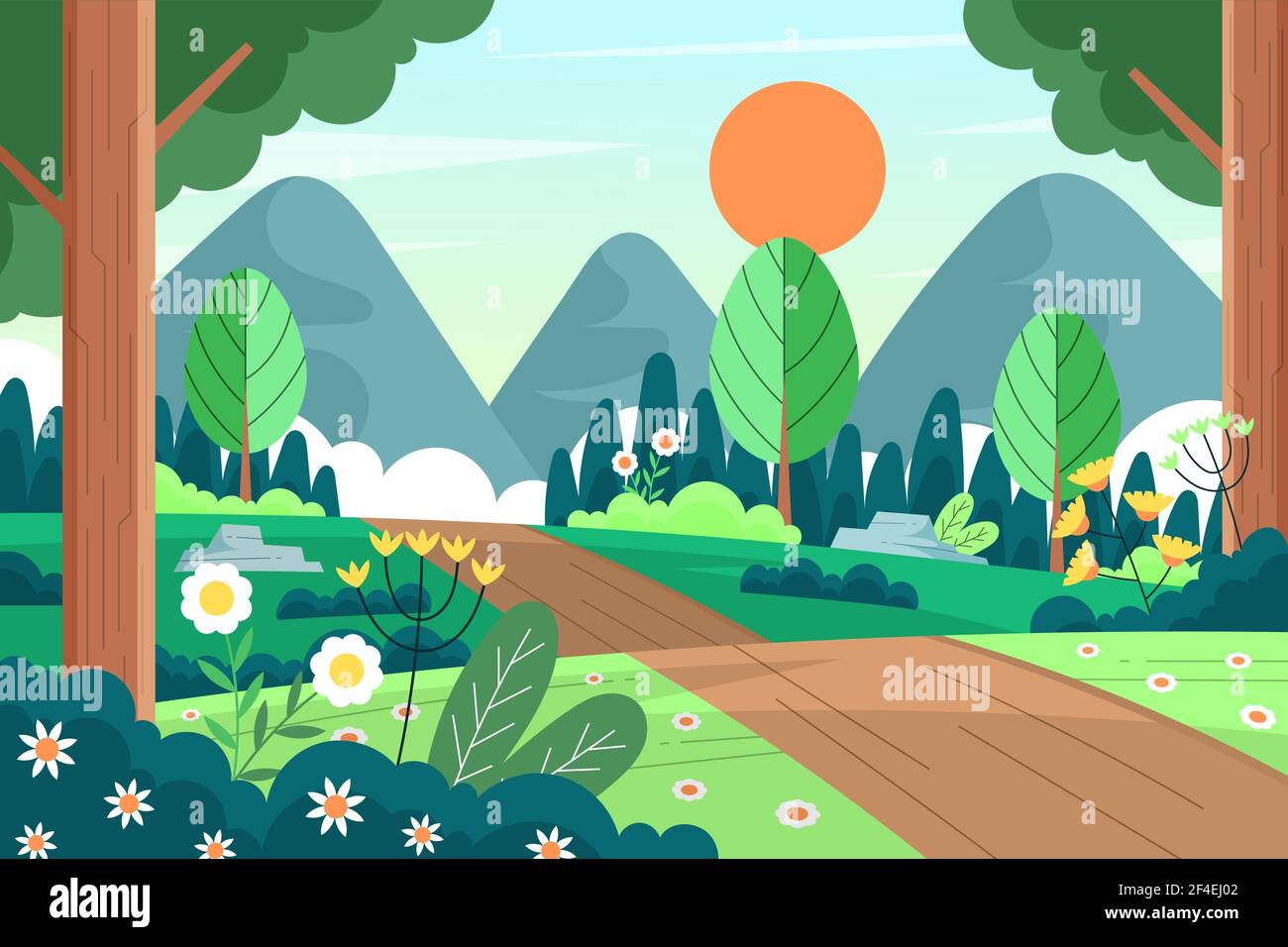 Flat detailed lovely spring landscape Vector illustration Stock Vector ...