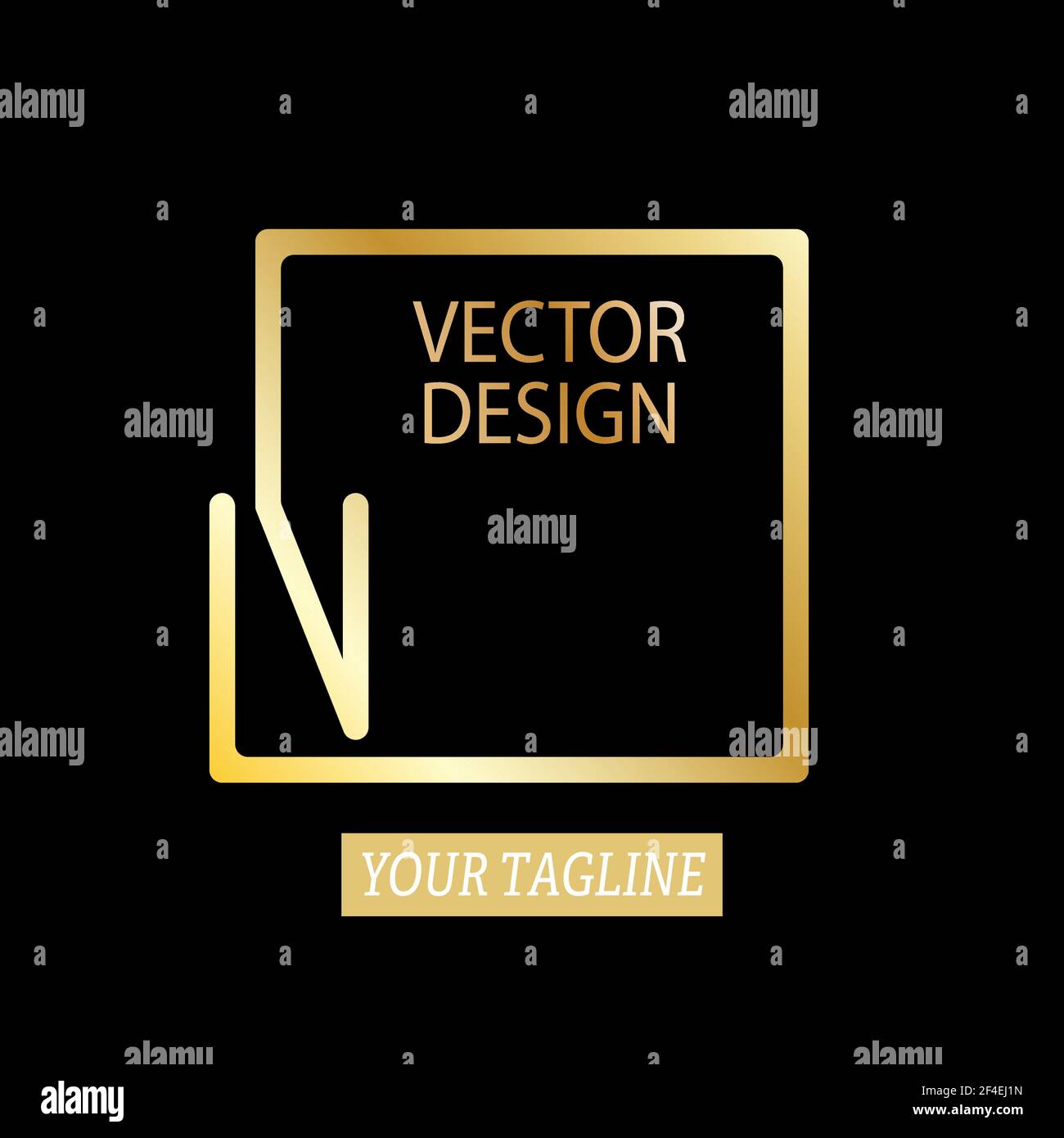 Stylized letter N with a square border. Vector template for logo, label ...