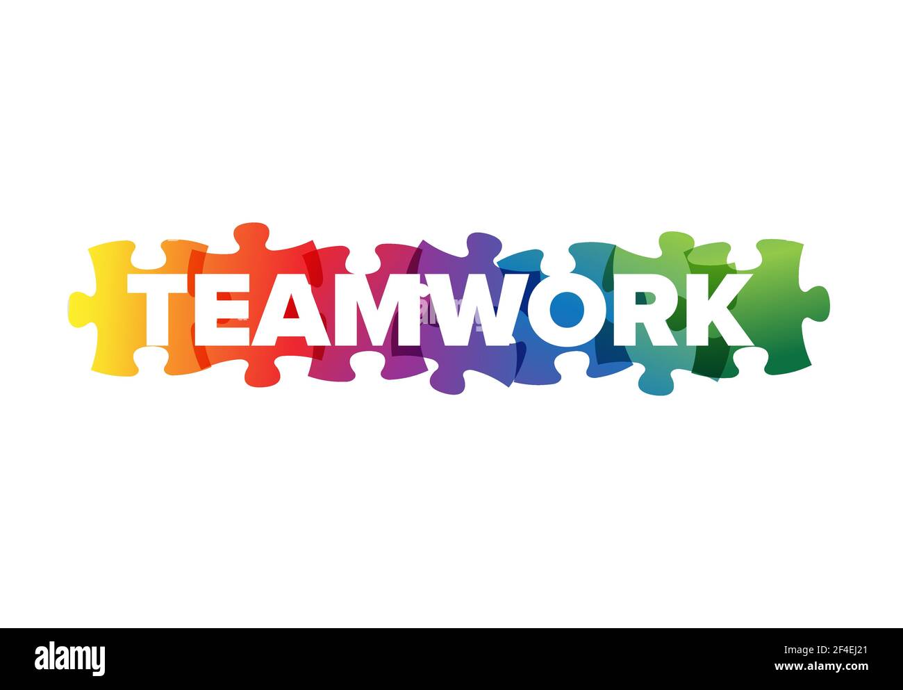 Teamwork lettering template made from puzzle pieces with teamwork text ...