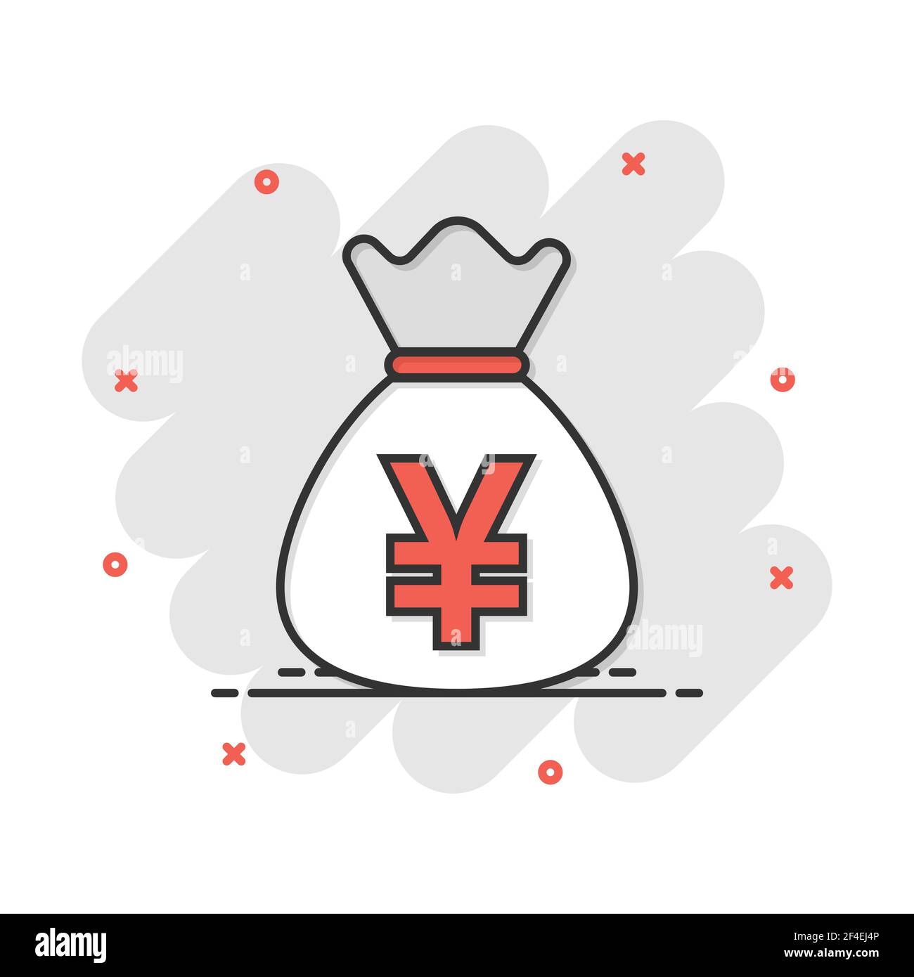 Vector cartoon yen, yuan bag money currency icon in comic style. Yen ...