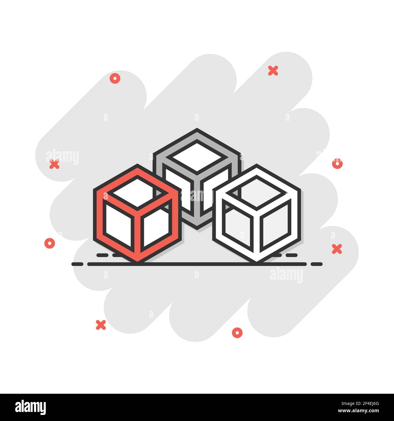 Vector cartoon blockchain technology icon in comic style. Cryptography ...