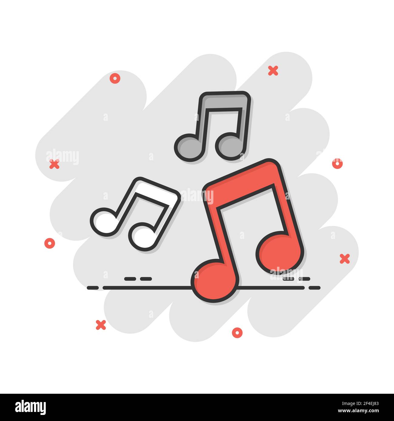 Vector cartoon music note icon in comic style. Sound media concept ...