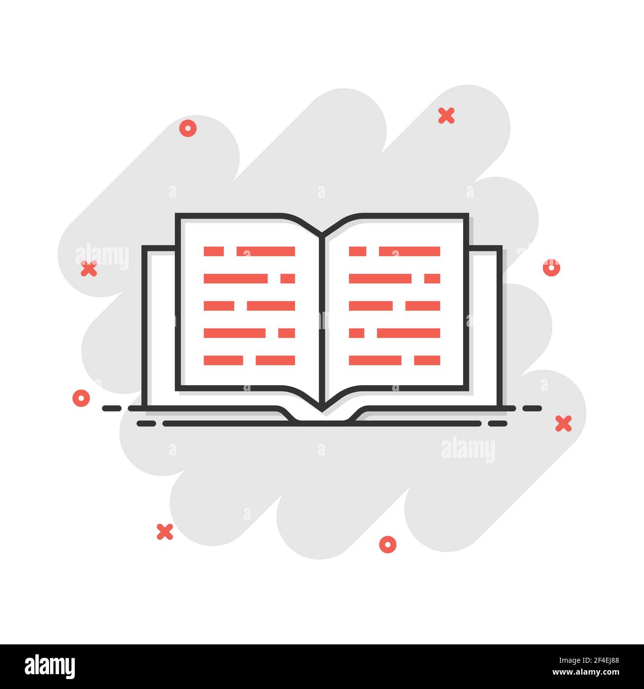 Vector cartoon open book icon in comic style. Text book concept ...