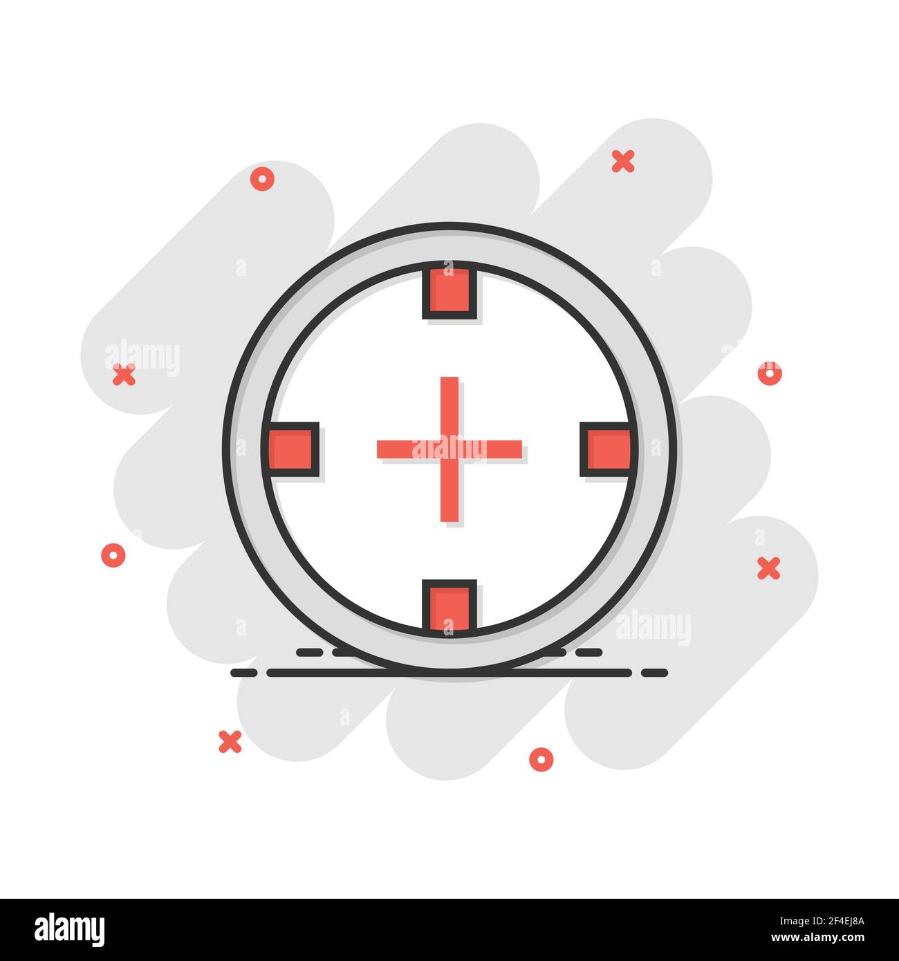 Vector cartoon shooting target icon in comic style. Aim sniper concept ...