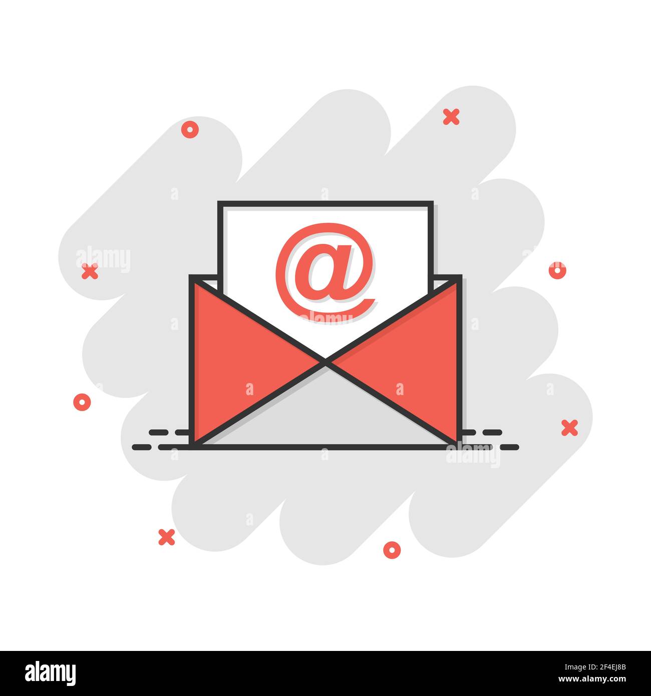 Mail envelope icon in comic style. Email message vector cartoon ...