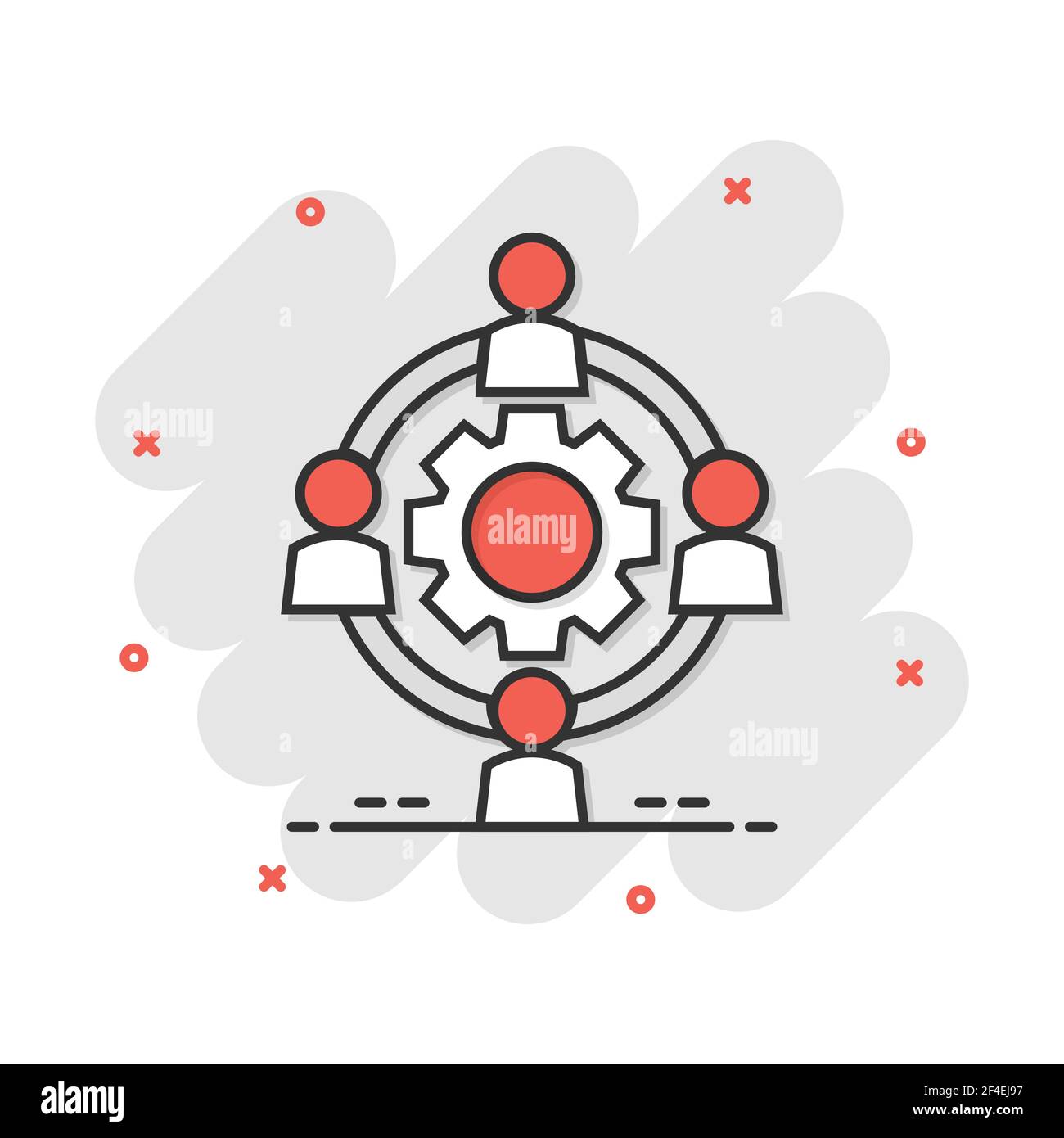 Vector cartoon outsourcing collaboration icon in comic style. People ...