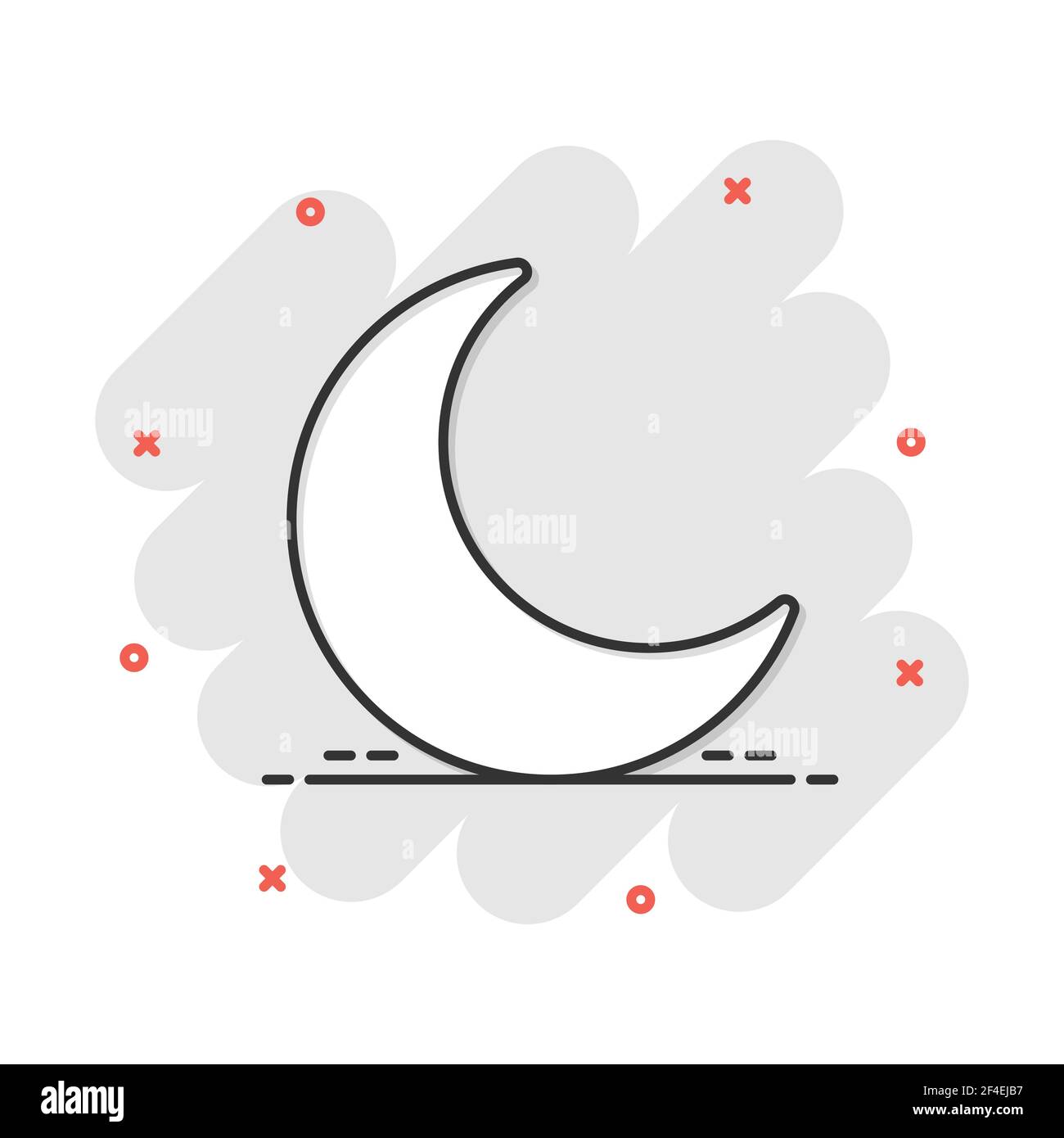 Vector cartoon nighttime moon and stars icon in comic style. Lunar ...