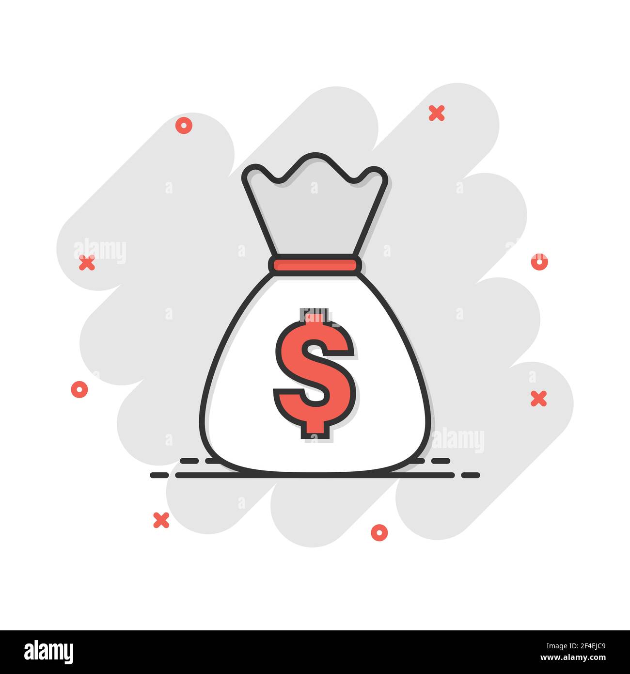 Vector cartoon money bag icon in comic style. Moneybag with dollar ...