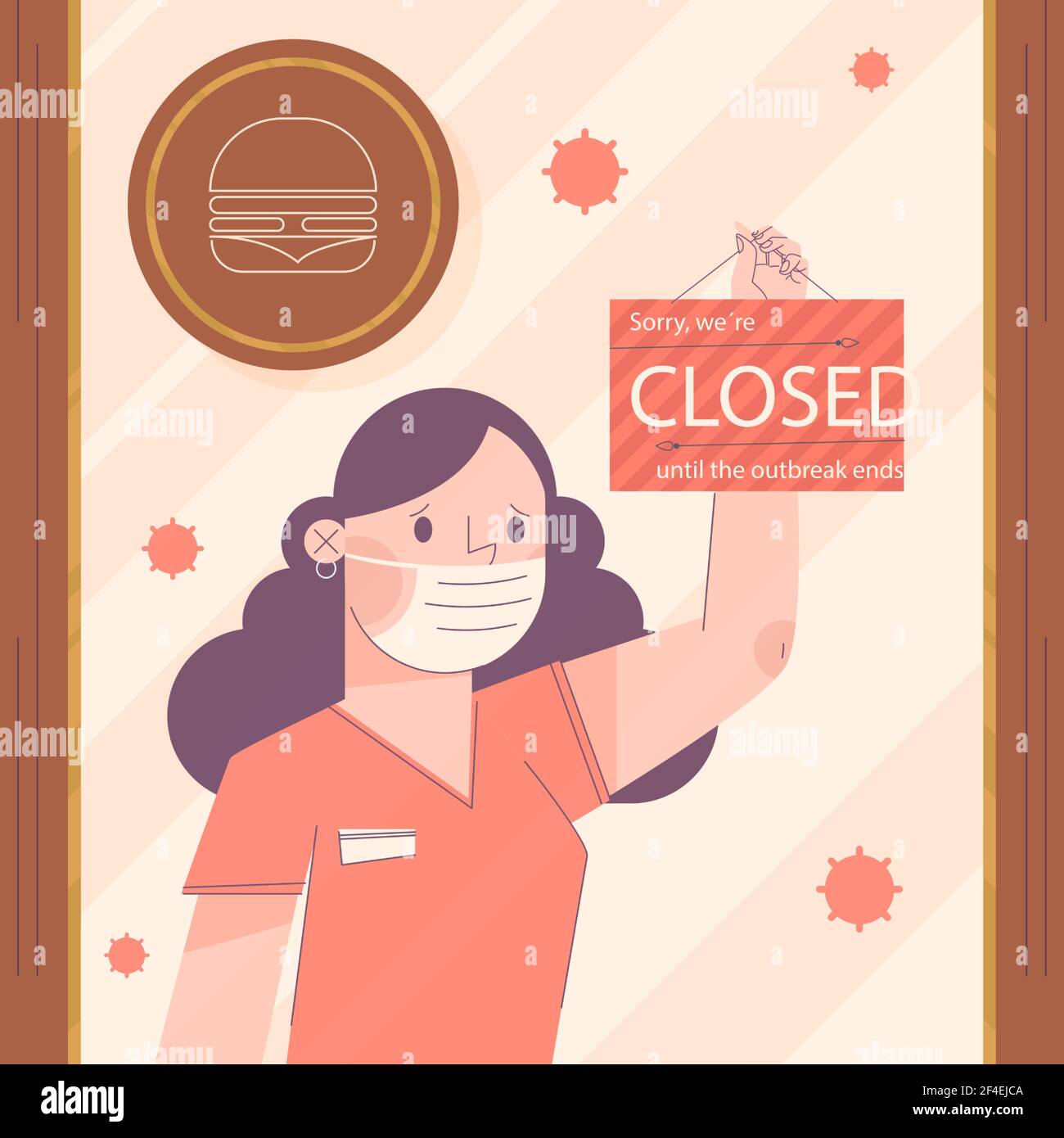 People hanging a closed signboard Vector illustration Stock Vector ...
