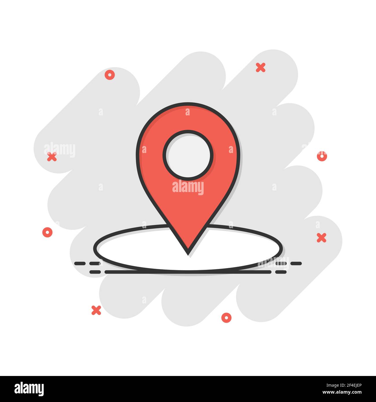 Vector cartoon map pointer icon in comic style. Gps navigation mark illustration pictogram ...
