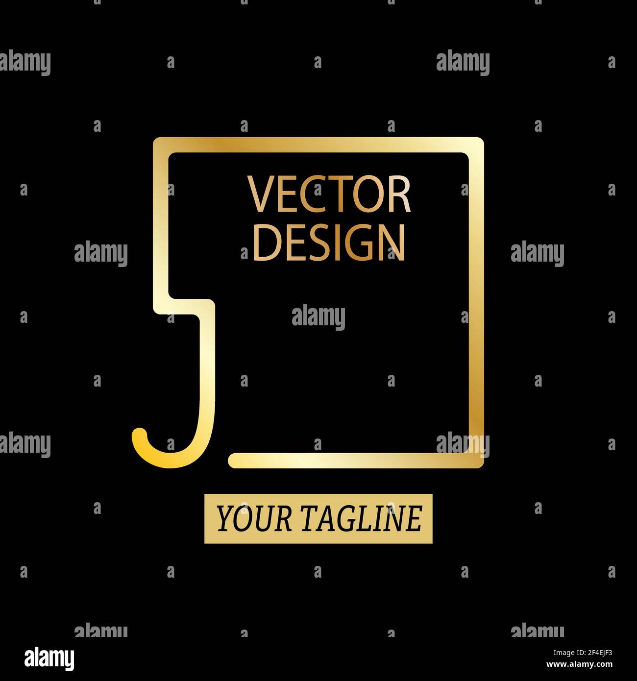 Stylized letter J with a square border. Vector template for logo, label ...