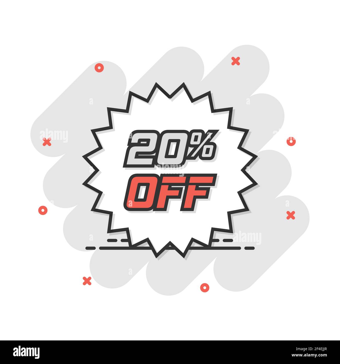 Vector cartoon discount sticker icon in comic style. Sale tag ...