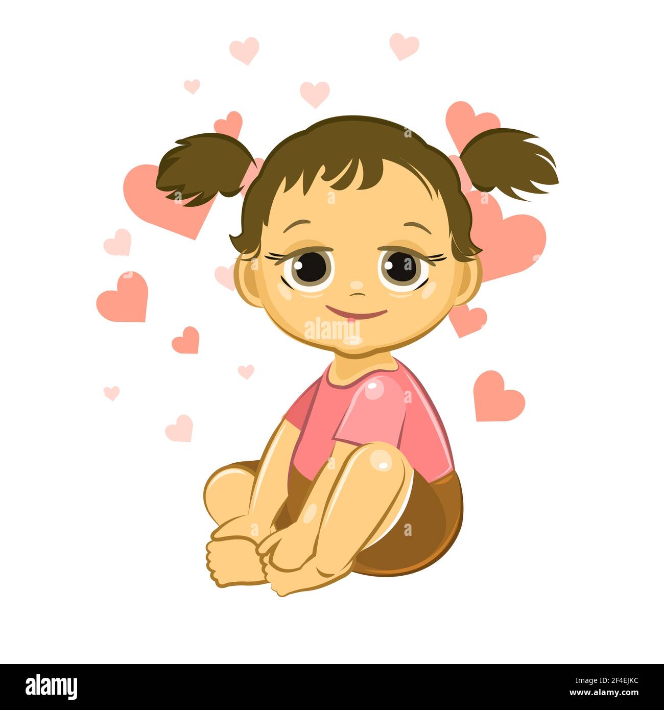 Little child. Girl. Sits playing indulges. Isolated object on a white ...