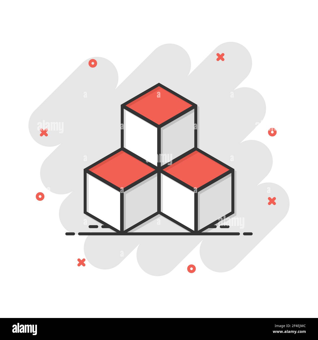 Vector cartoon blockchain technology icon in comic style. Cryptography ...