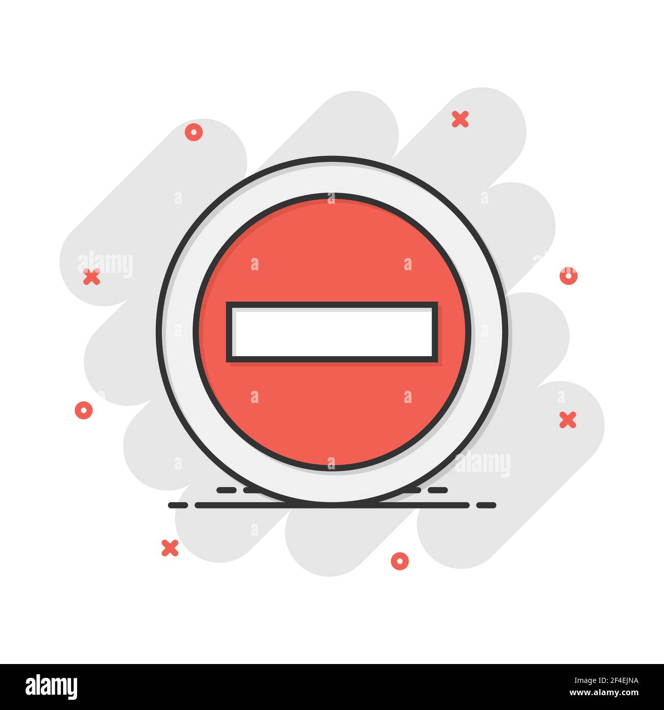 Vector cartoon stop sign icon in comic style. Danger symbol concept ...