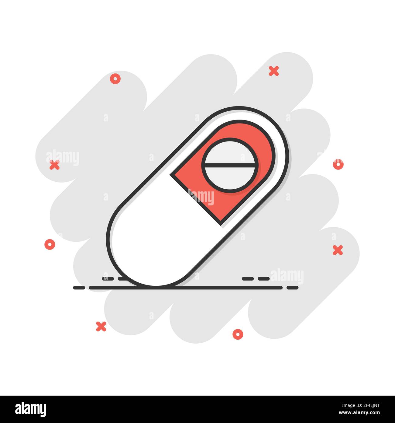 Vector cartoon capsule pills tablet icon in comic style. Medical pills ...