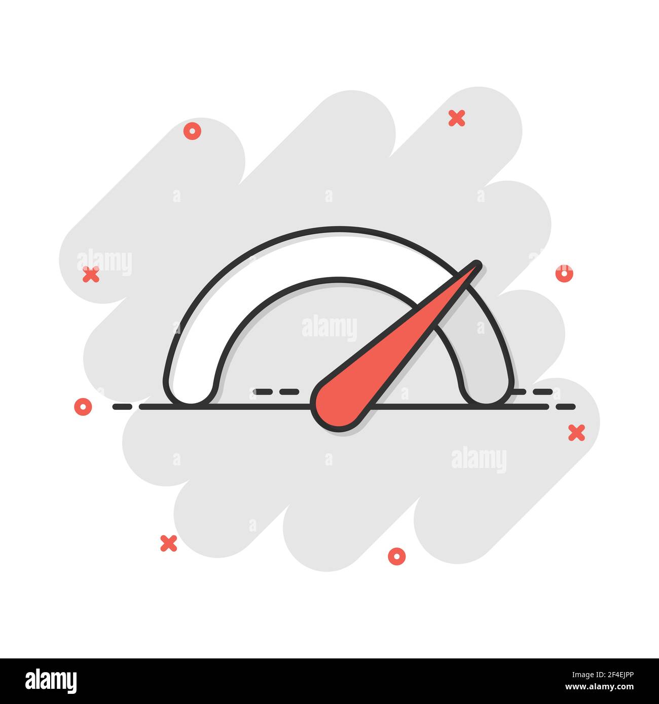 Meter dashboard icon in comic style. Credit score indicator level ...