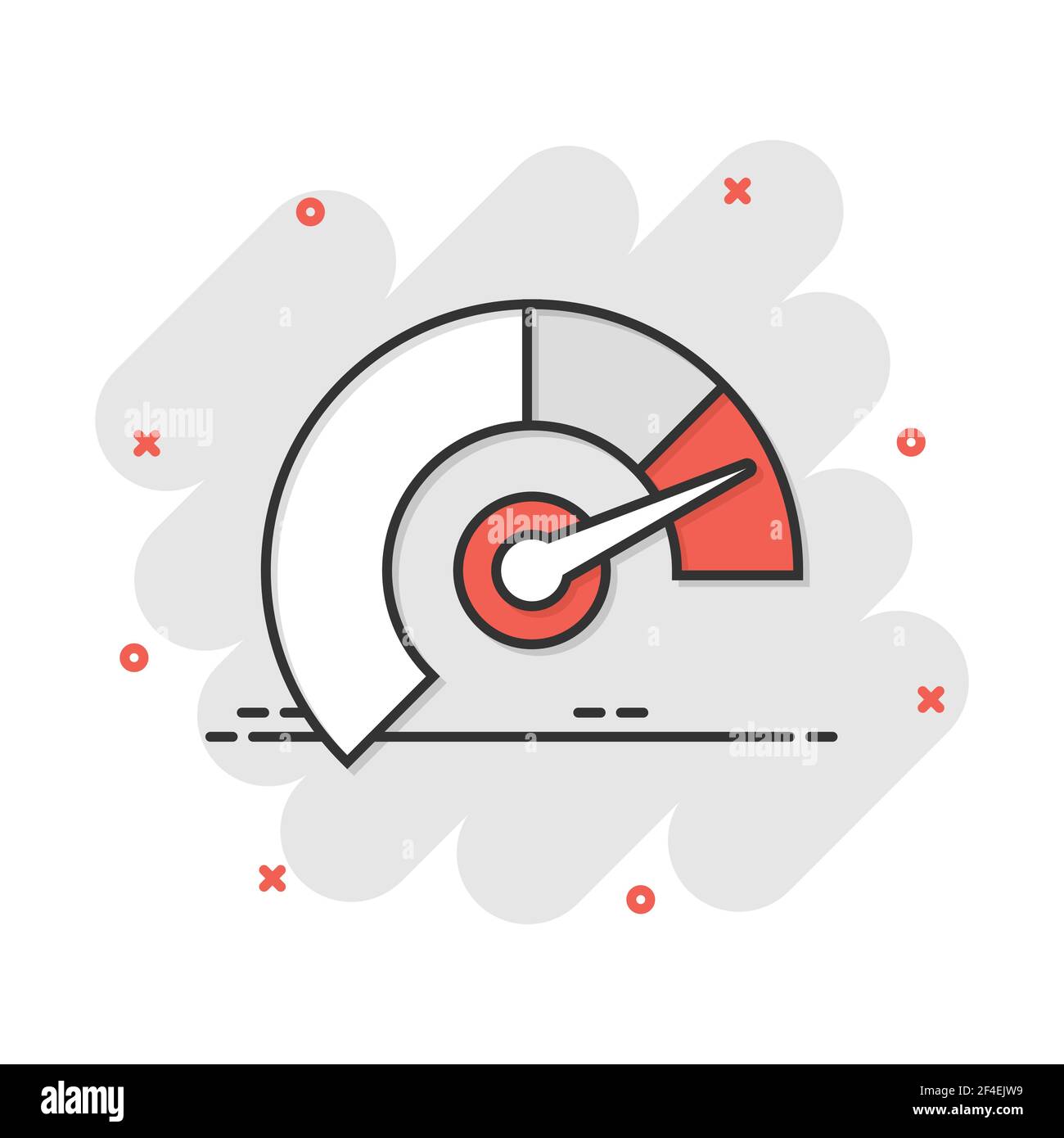 Meter dashboard icon in comic style. Credit score indicator level ...
