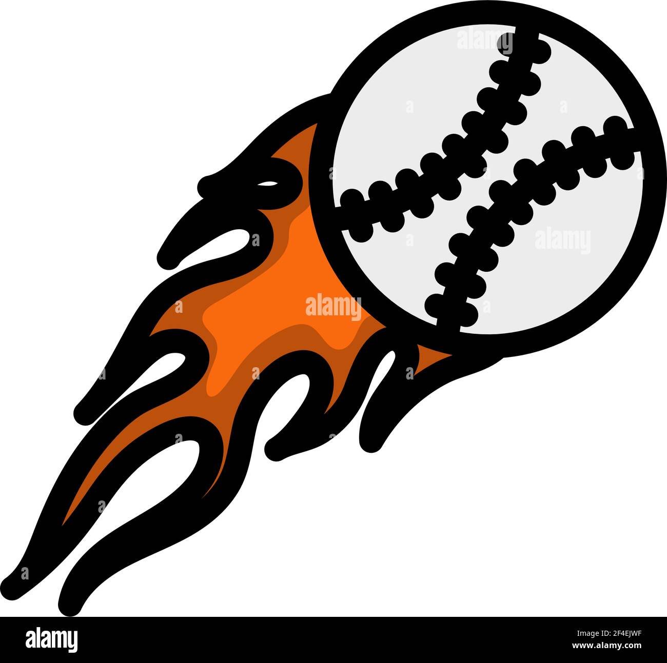 Baseball Fire Ball Icon. Editable Thick Outline With Color Fill Design ...