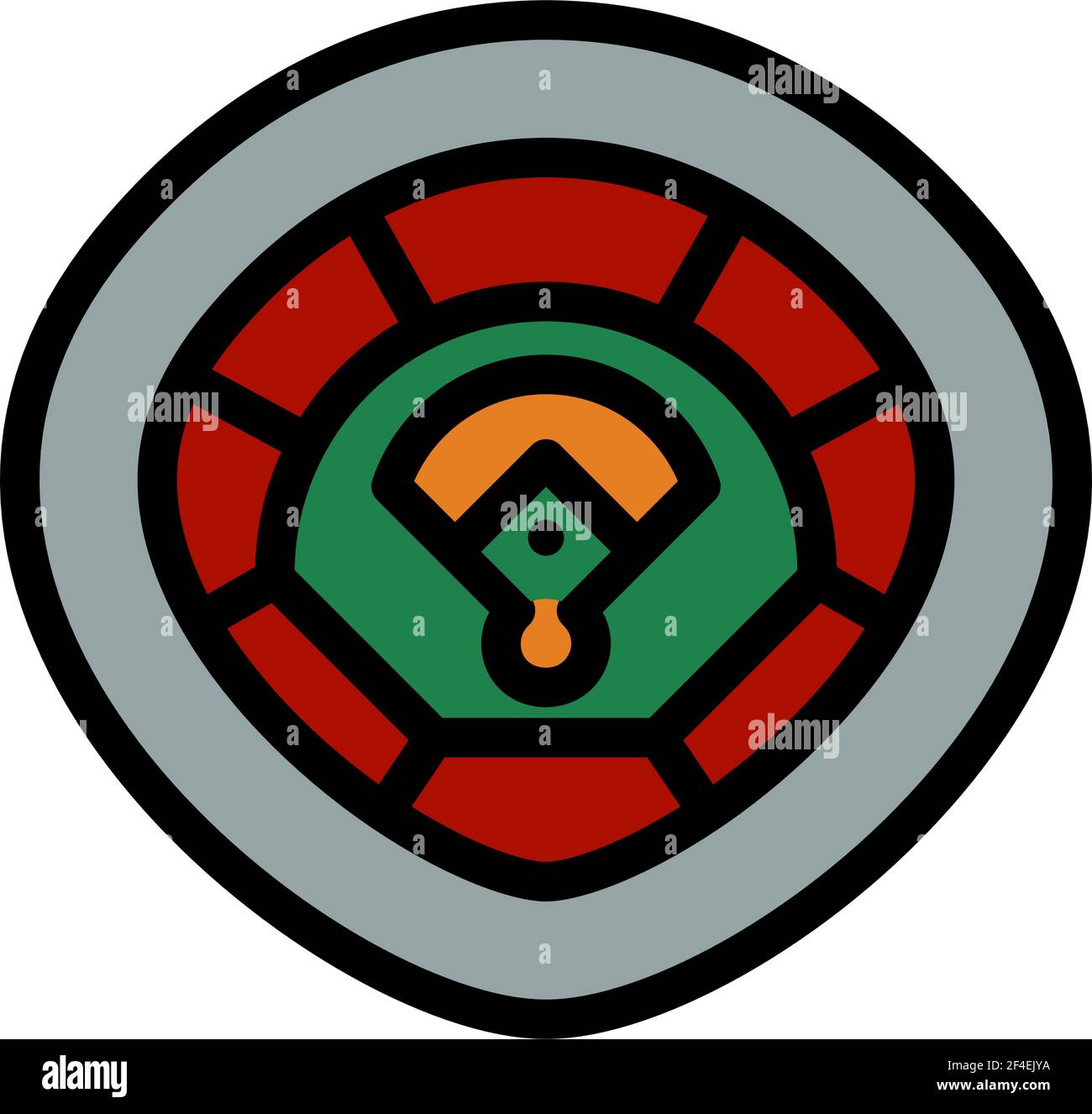 Baseball Stadium Icon. Editable Thick Outline With Color Fill Design ...