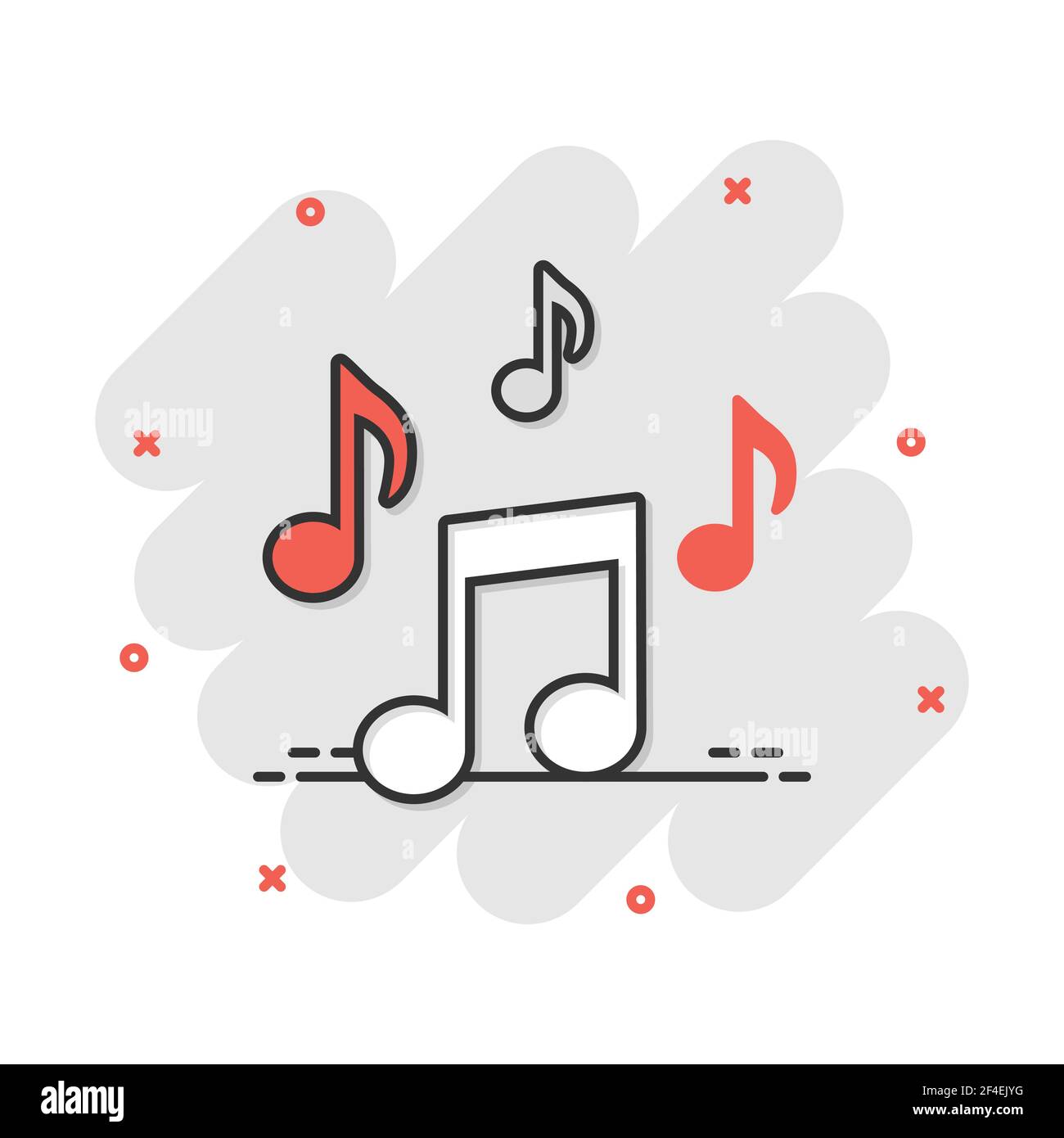 Vector cartoon music note icon in comic style. Sound media concept ...