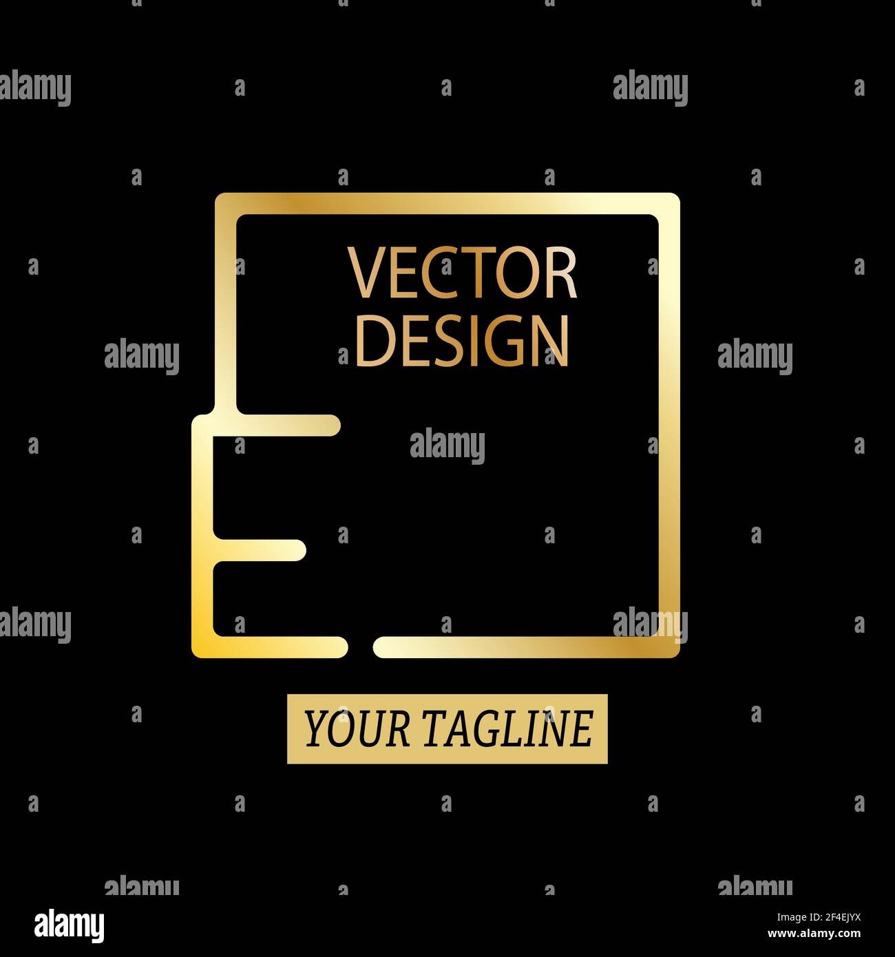 Stylized letter E with a square border. Vector template for logo, label ...