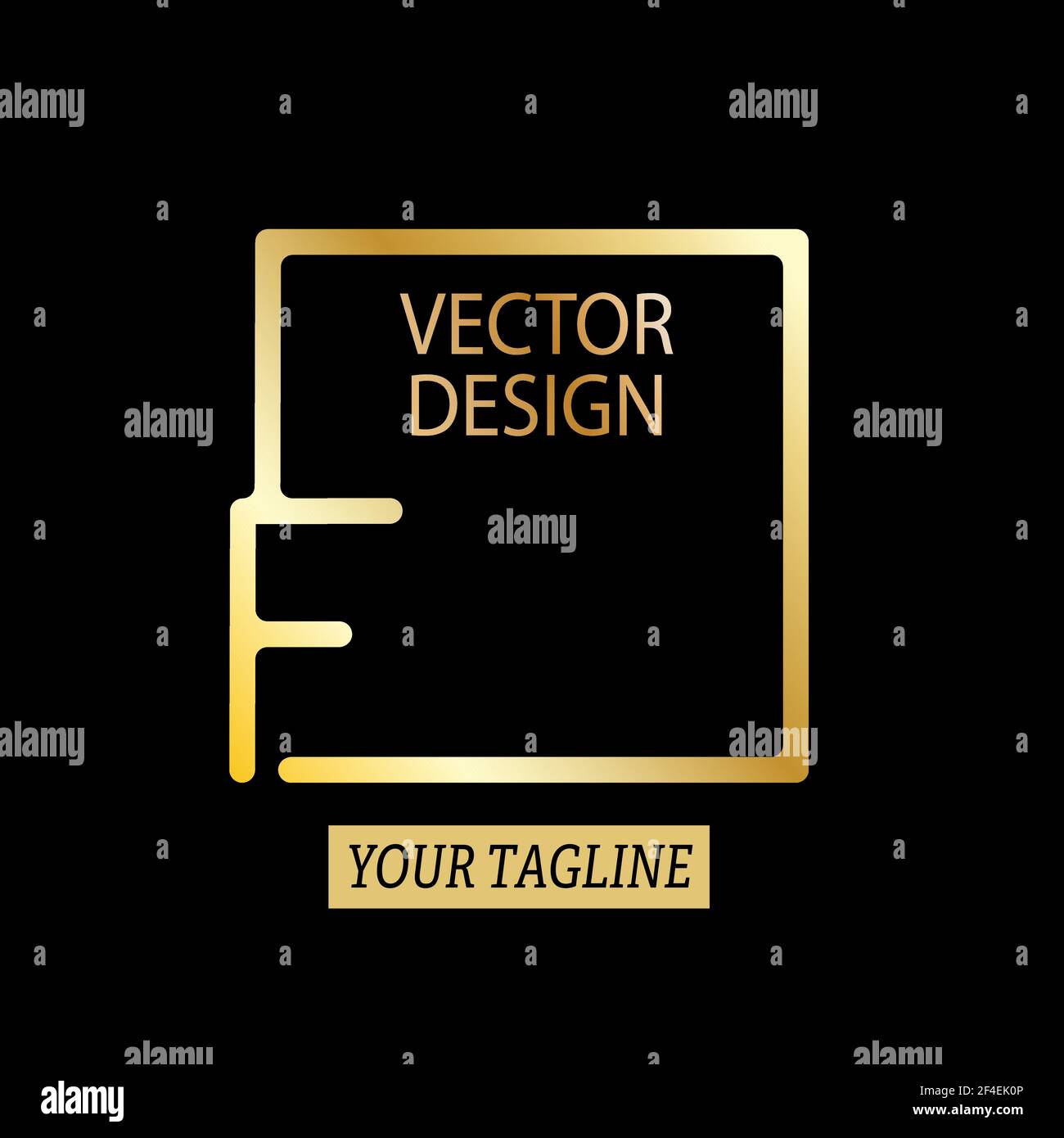 Stylized letter F with a square border. Vector template for logo, label ...