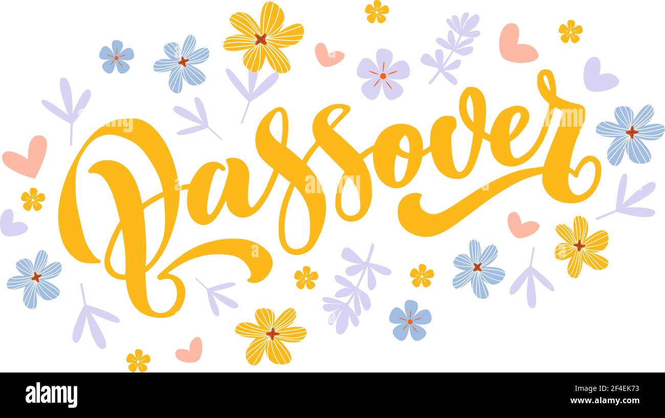 Happy Passover vector hand lettering. Jewish holiday Easter ...