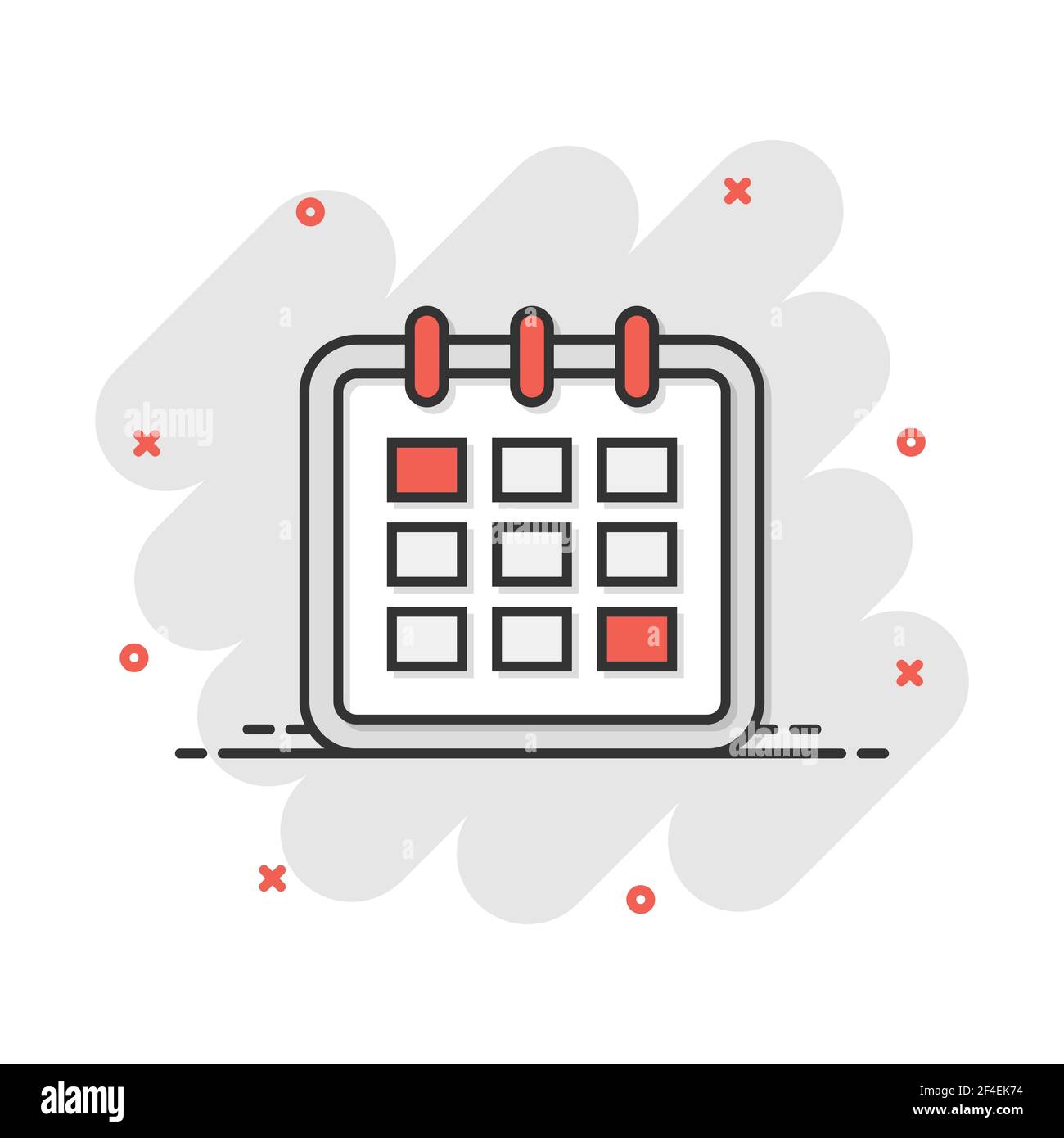 Vector cartoon calendar agenda icon in comic style. Reminder ...