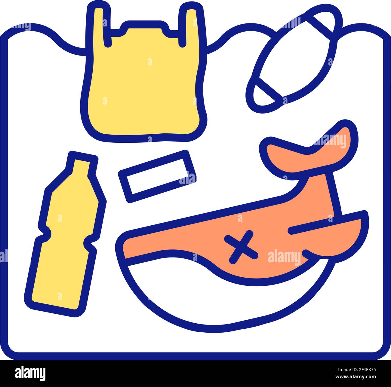 Ocean pollution with plastic RGB color icon Stock Vector Image & Art ...