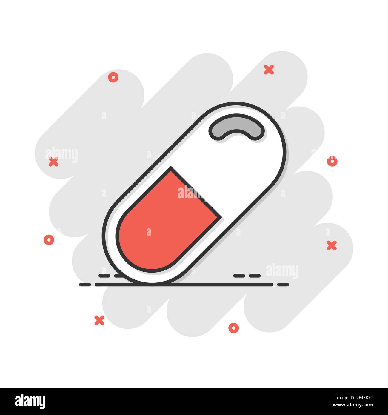 Vector cartoon capsule pills tablet icon in comic style. Medical pills ...