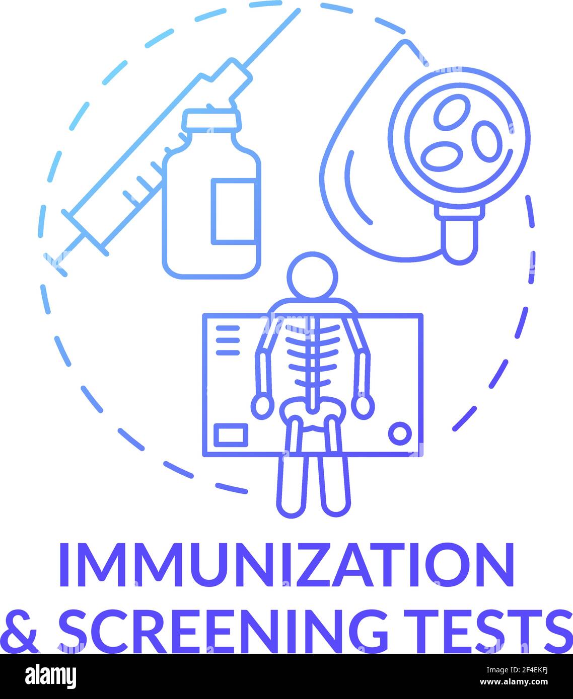 Immunization and screening tests blue gradient concept icon Stock ...