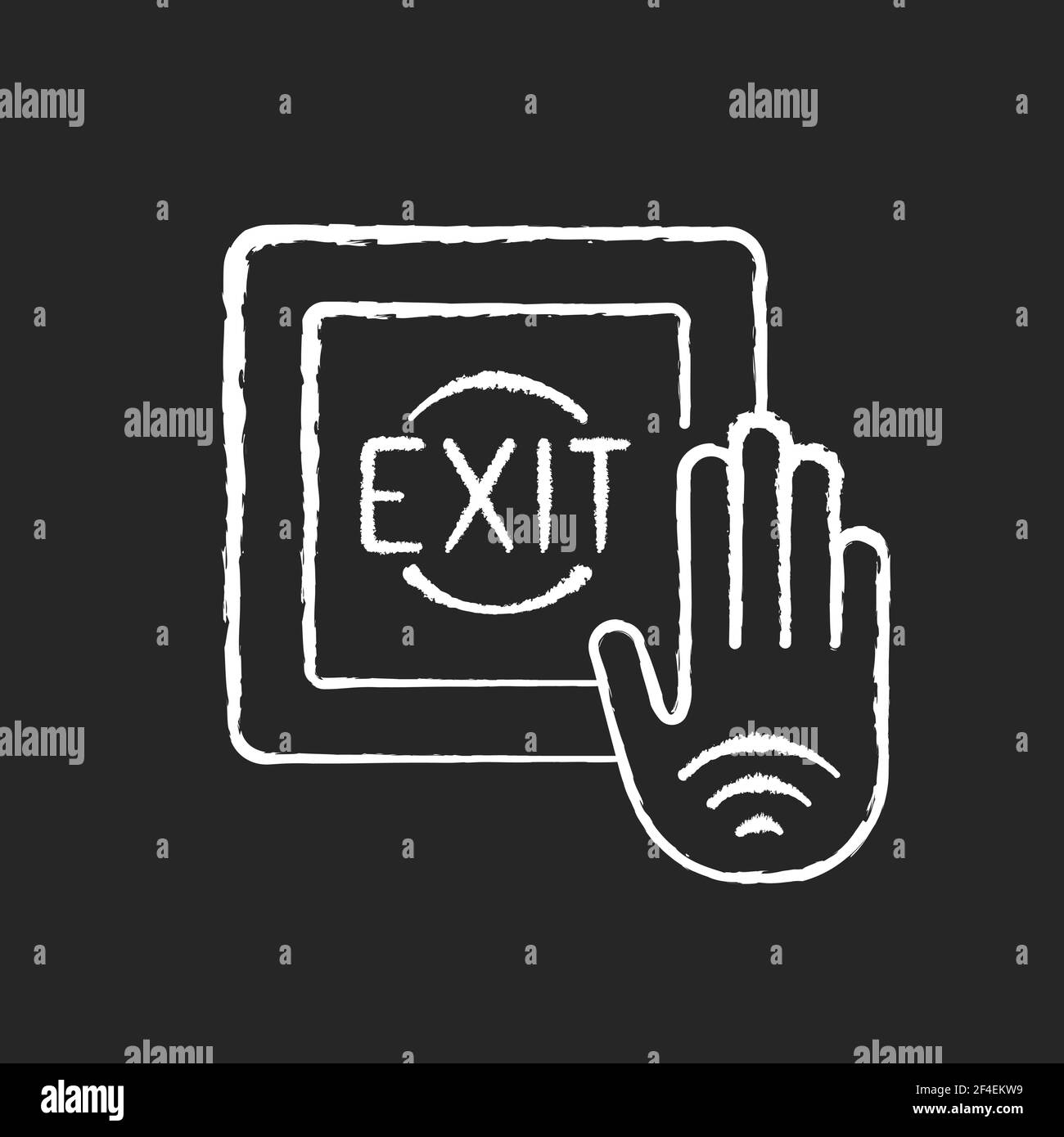 No touch exit switch chalk white icon on black background Stock Vector ...