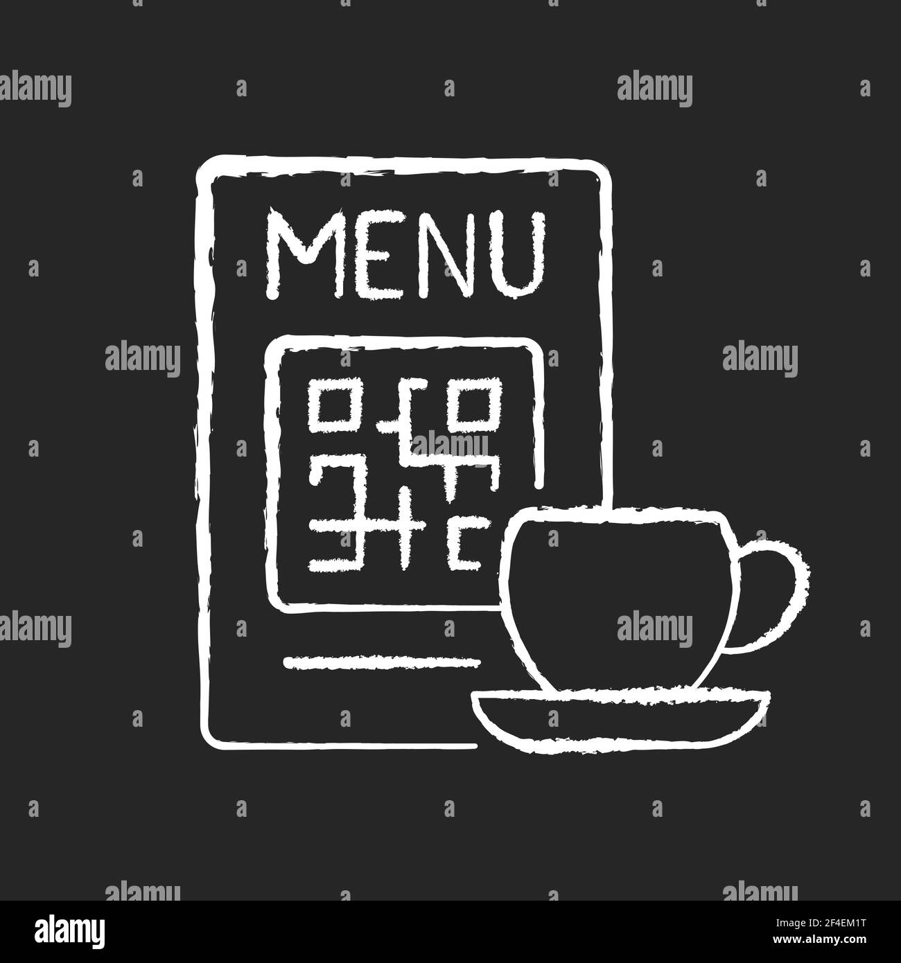 QR menu chalk white icon on black background Stock Vector Image & Art ...