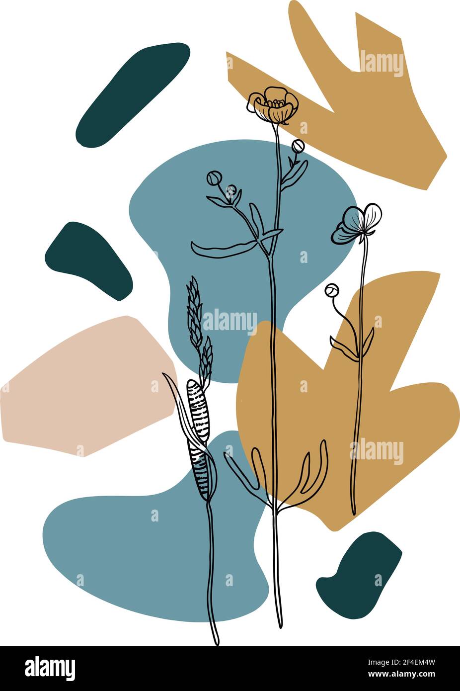 Poster in contemporary minimalistic boho style with geometric abstract ...