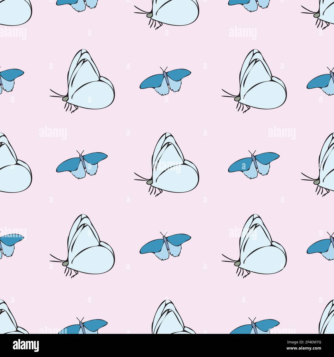 Vector pink background butterfly seamless pattern. butterflies ...