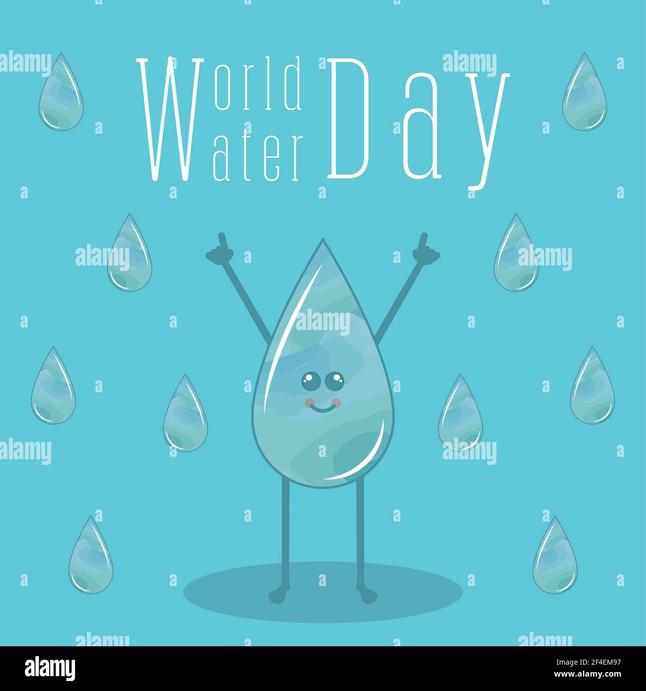 Water day poster with a happy water drop cartoon - Vector illustration ...