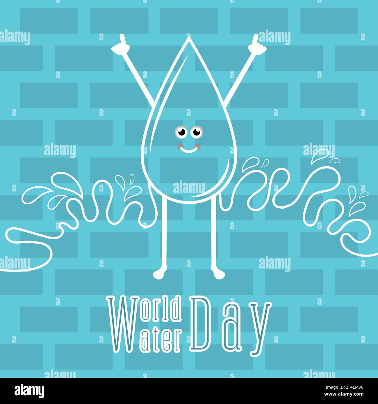 Water day poster with a happy water drop cartoon - Vector illustration ...
