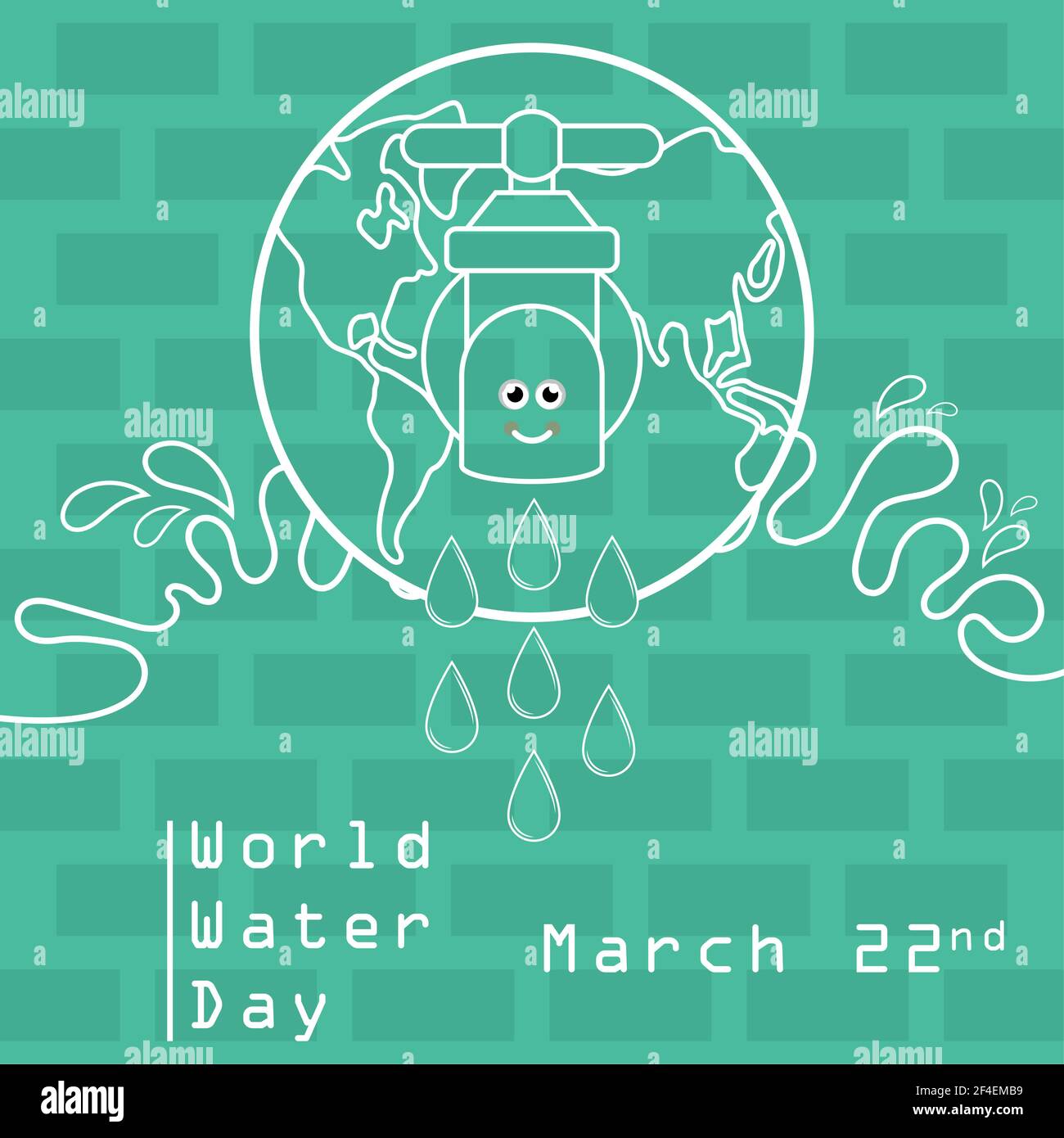 Water day poster with a happy water tap cartoon - Vector illustration ...