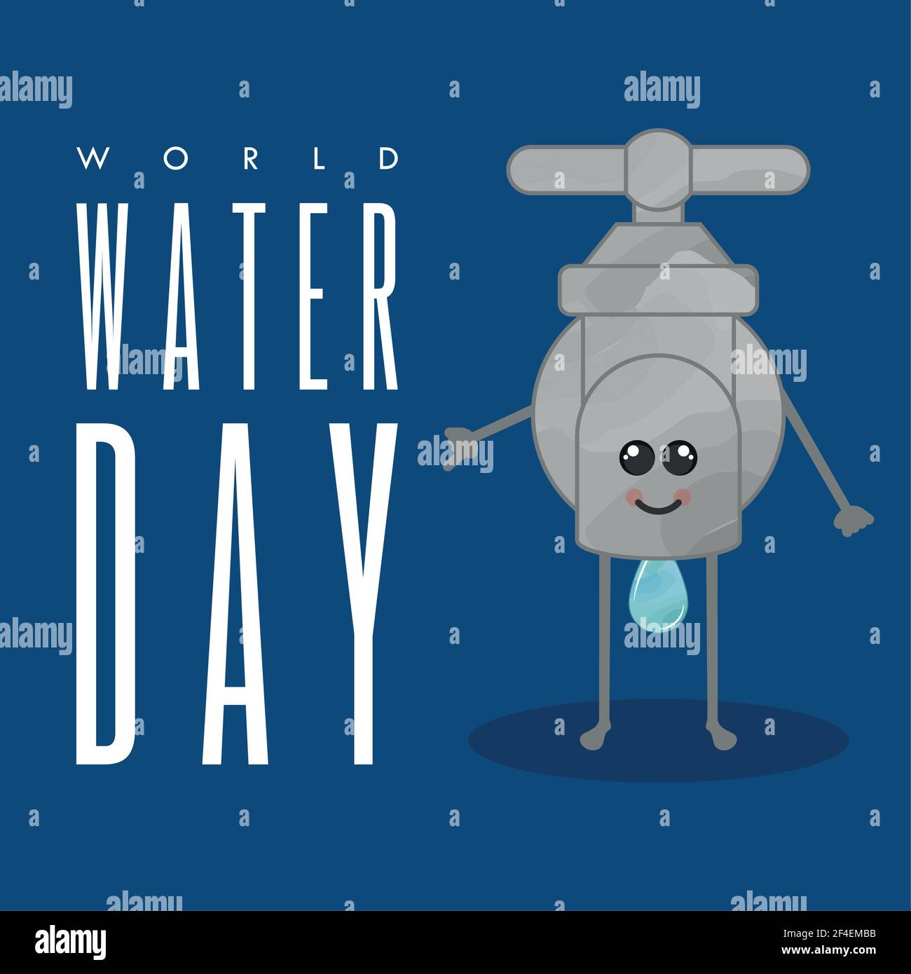 Water day poster with a happy water tap cartoon - Vector illustration ...