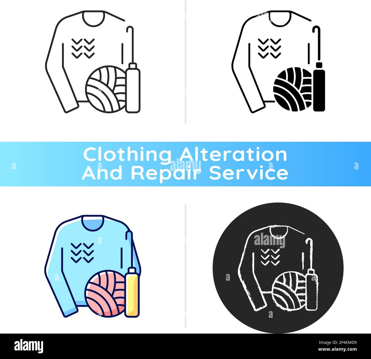 Knitwear alteration and repair black linear icon Stock Vector Image ...