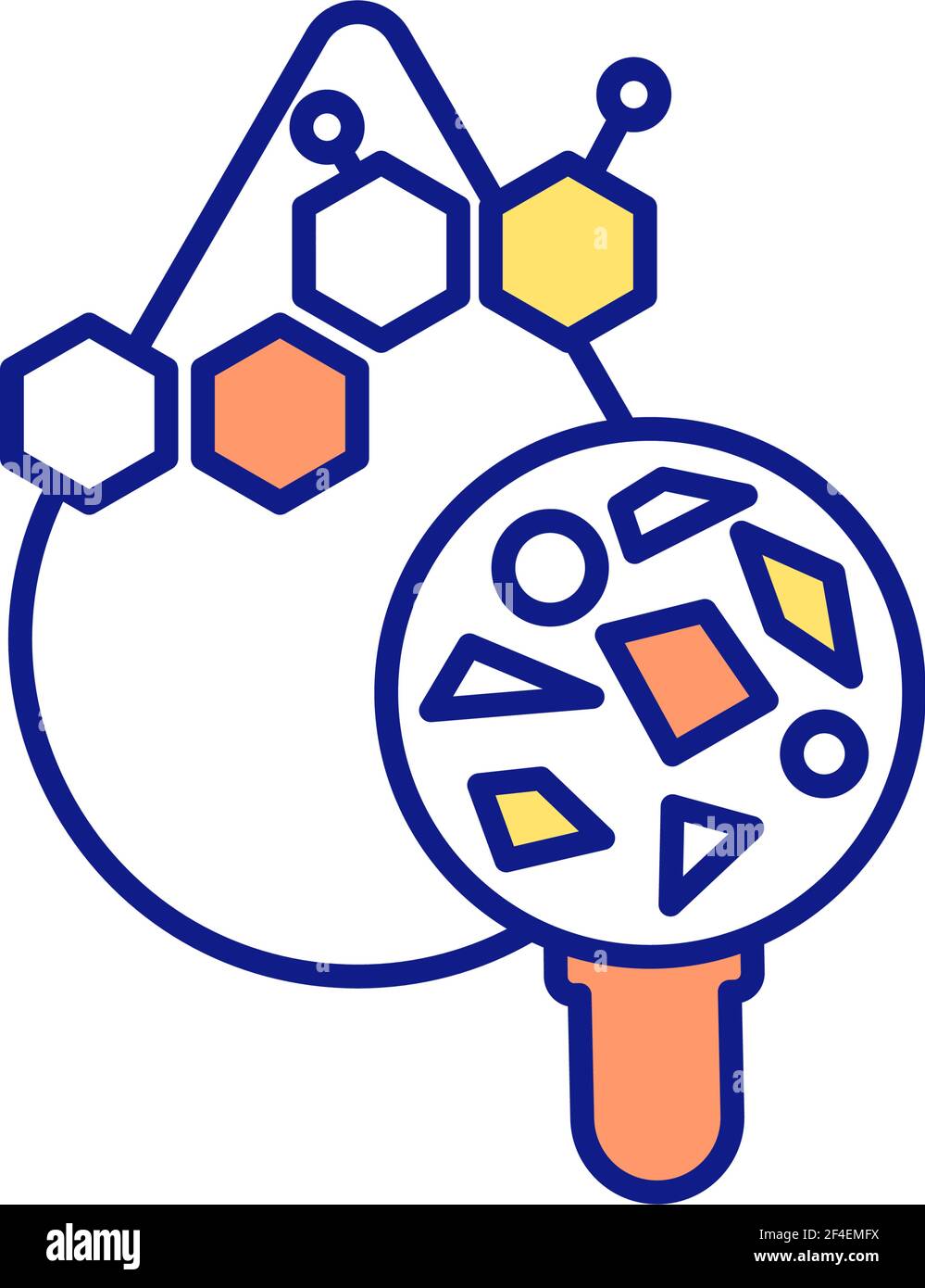Environmental pollution with microplastic particles RGB color icon ...