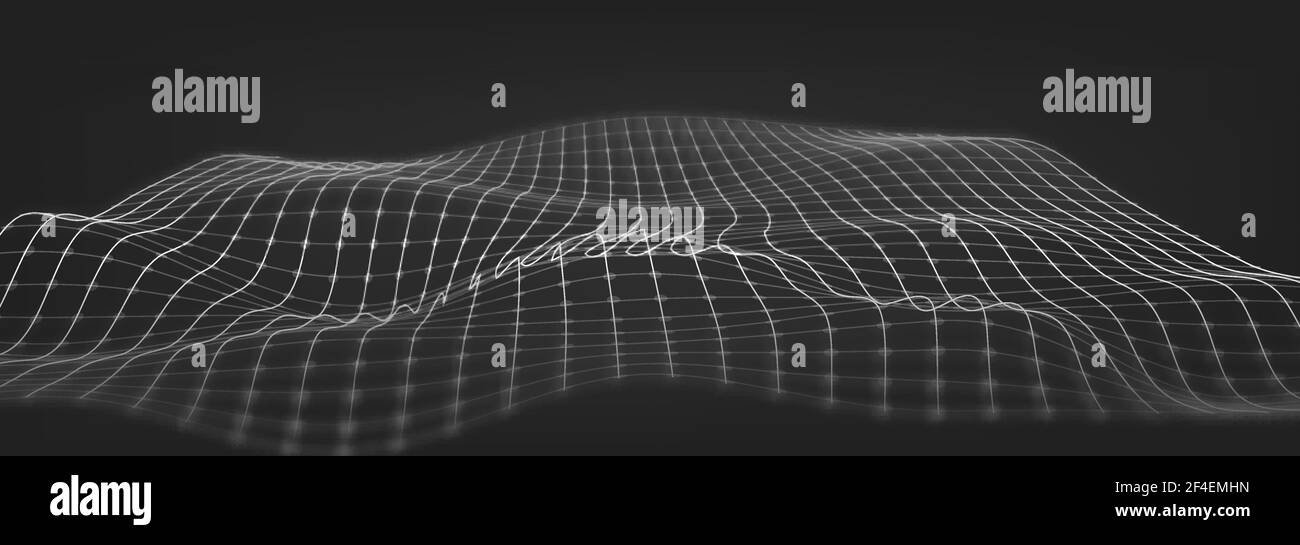 Wireframe Landscape Wire with Depth of Field Effect. 3D Topographic map ...