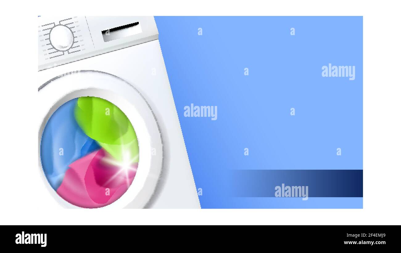 Laundry Service Creative Advertising Banner Vector Illustration Stock ...