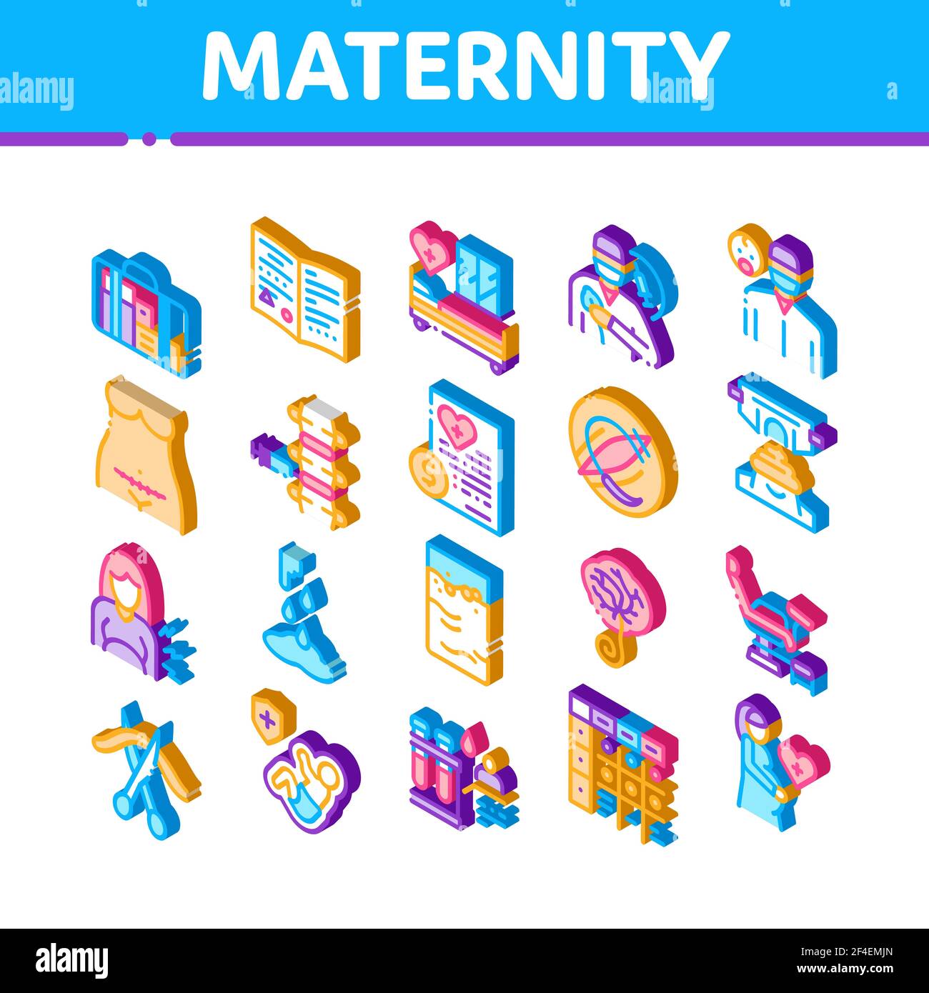 Maternity Hospital Isometric Icons Set Vector Illustration Stock Vector ...