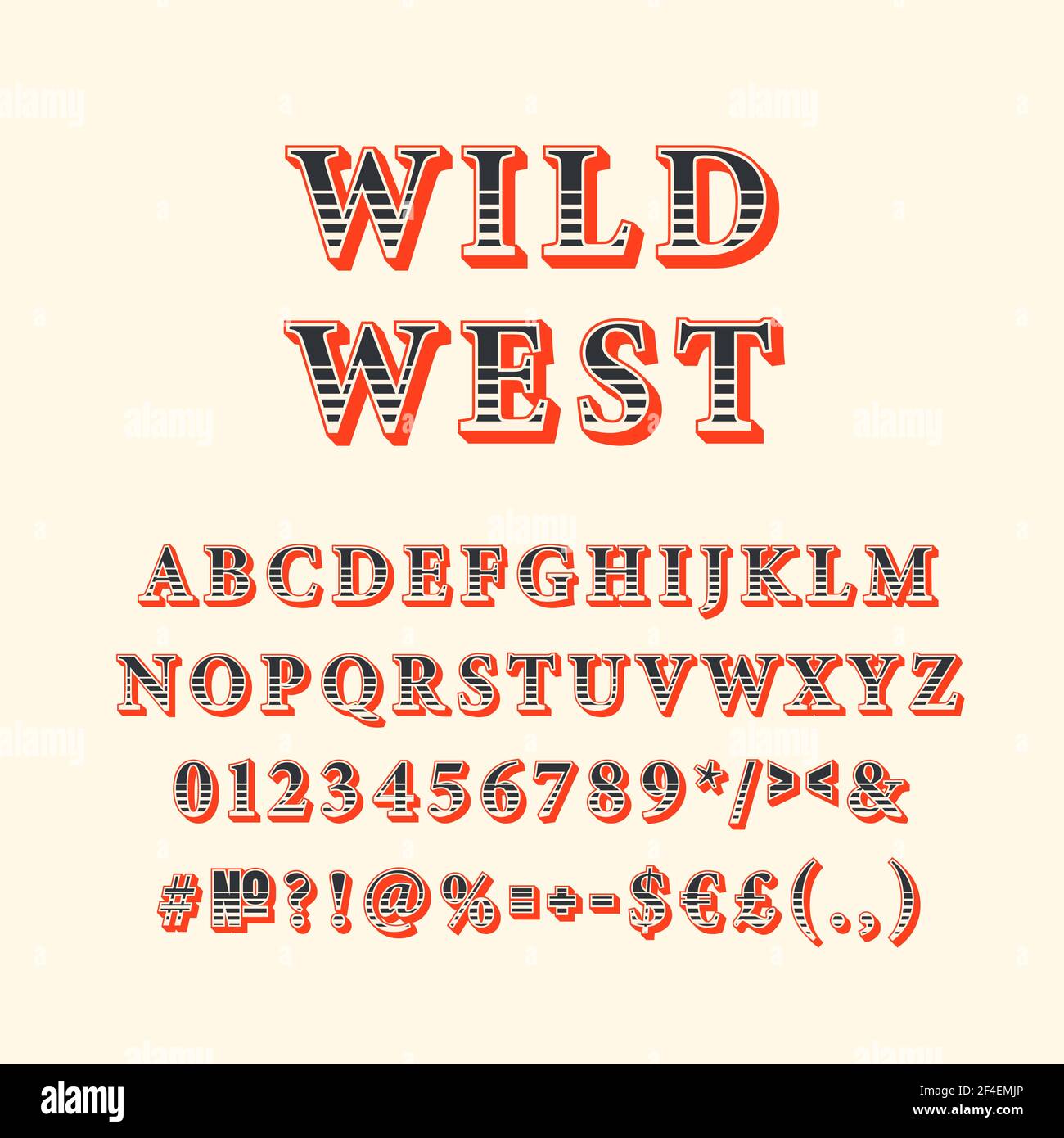 Wild west vintage 3d vector alphabet set Stock Vector Image & Art - Alamy