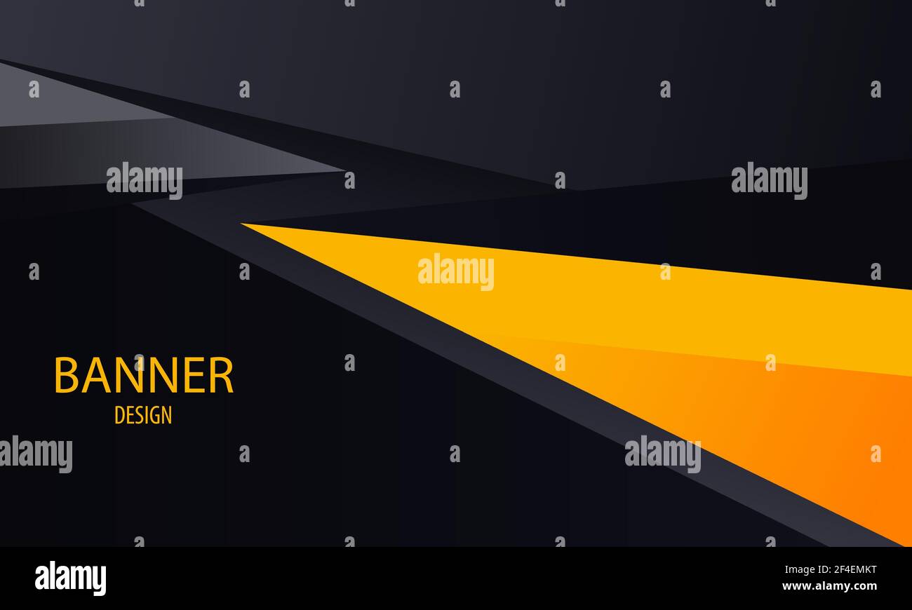 Banner background with yellow and black triangles. Vector illustration ...