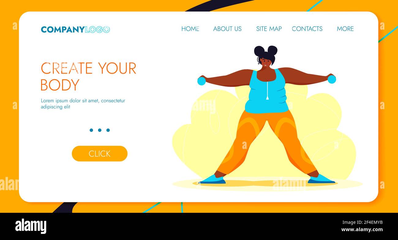 Athlete woman. Weightlift BodyBuilding Character Design for Landing ...